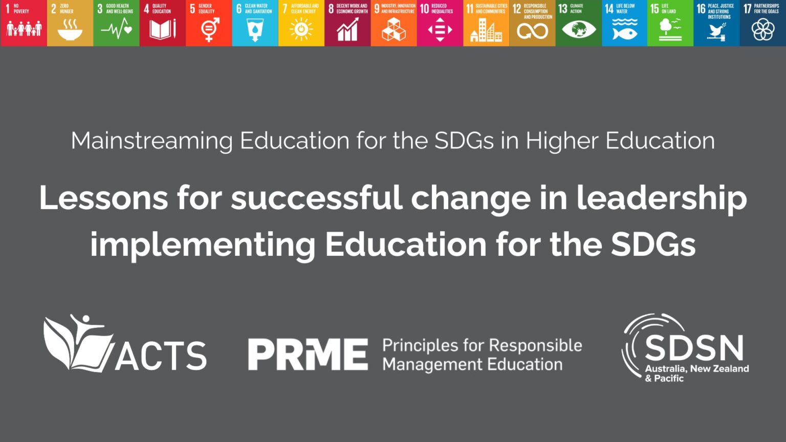 Mainstreaming Education for the SDGS – Australasian Campuses Towards Sustainability (ACTS)